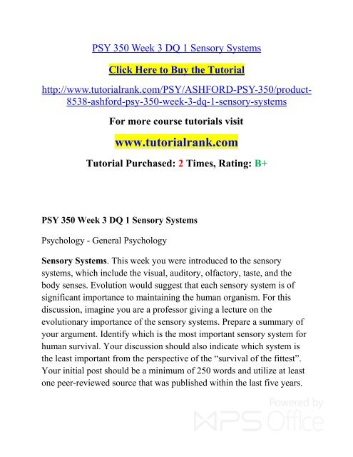 PSY 350 Week 3 DQ 1 Sensory Systems.pdf