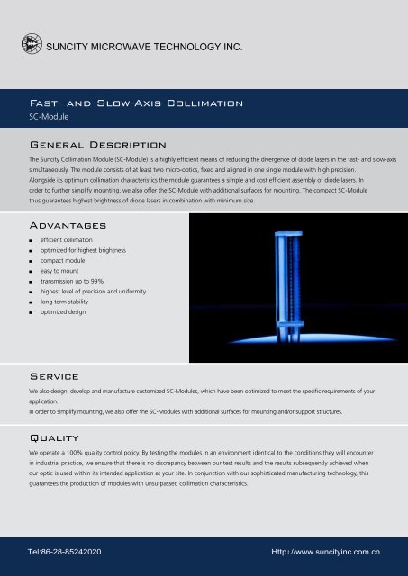 Fast- and Slow-Axis Collimation General Description Advantages Service ...
