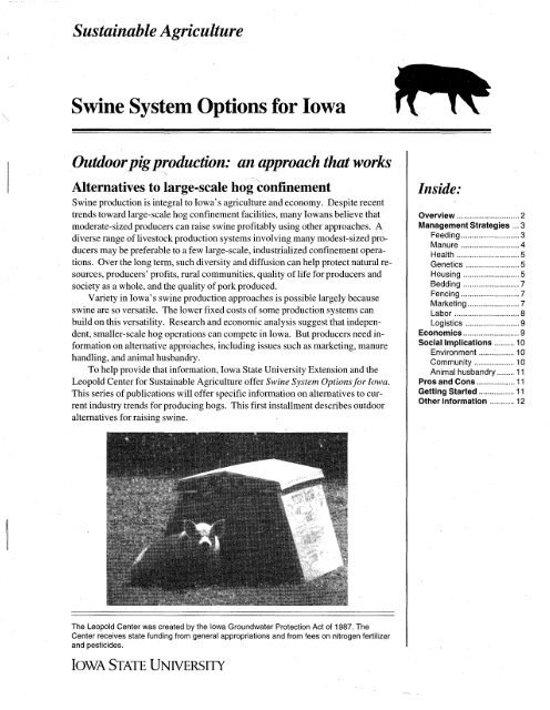 Swine System Options for Iowa: Outdoor Pig Production