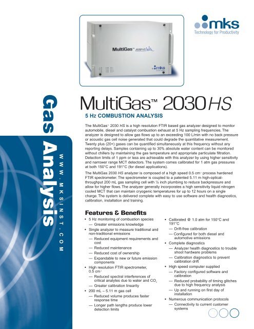 MultiGas 2030 HS Combustion Analyzer - MKS Instruments, Inc.