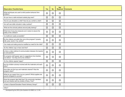 Observation Checklist Ite
