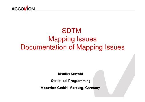 SDTM Mapping Issues Documentation of Mapping Issues