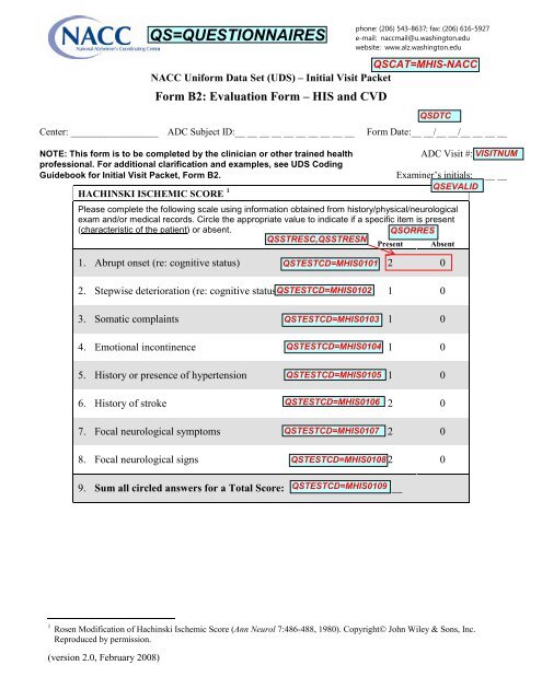 MHIS-NACC v1 Annotated CRF - CDISC Portal
