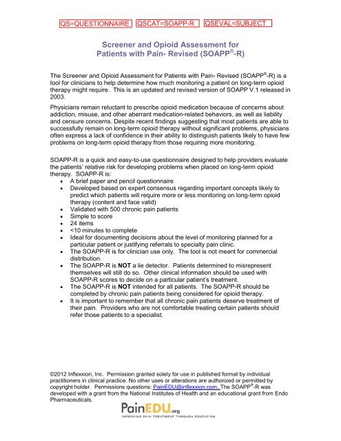 Screener and Opioid Assessment for Patients with Pain- Revised (SOAPP -R)