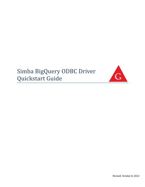 Simba Bigquery Odbc Driver Quickstart Guide