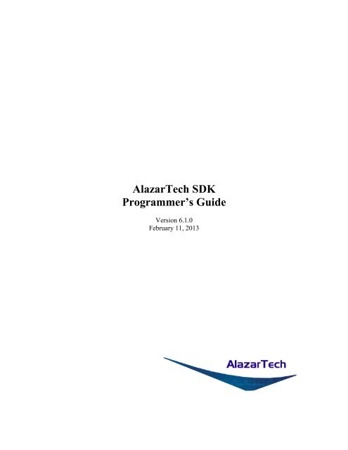 AlazarTech SDK Programmer’s Guide