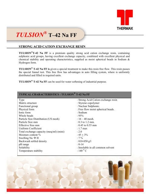 Tulsion Ion Exchange Resin Famous Brand | ids-deutschland.de
