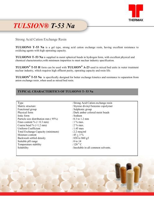 Tulsion Ion Exchange Resin Famous Brand | ids-deutschland.de
