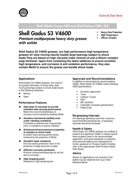 Shell Gadus S1 A320 PDF Materials Nature