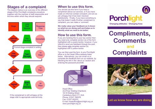 Compliments comments and complaints leaflet leaflet ... - Porchlight