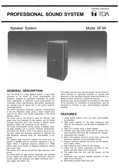 professional sound system - TOA Electronics