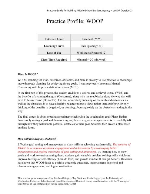 Practice Profile WOOP