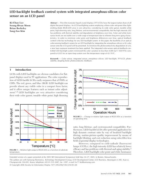 LED-backlight feedback control system with integrated amorphous ...