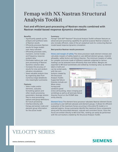 Femap with NX Nastran Structural Analysis Toolkit VELOCITY SERIES
