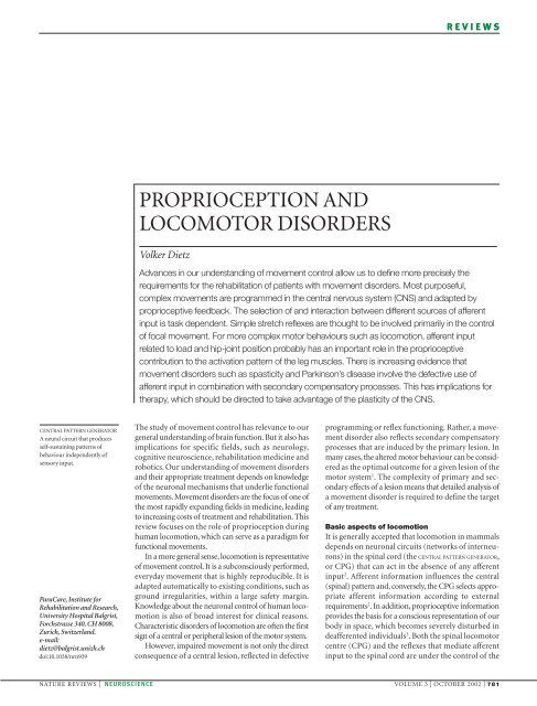 PROPRIOCEPTION AND LOCOMOTOR DISORDERS