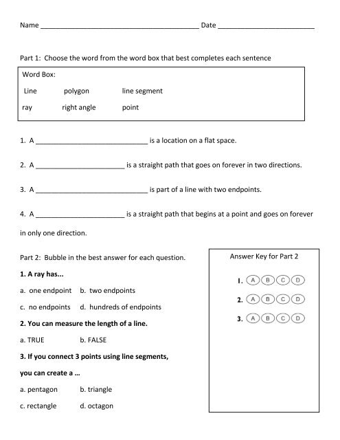 Part 1: Choose the word from the word box that be
