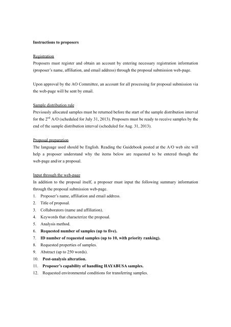 INSTRUCTIONS FOR PREPARATION AND SUBMISSION OF