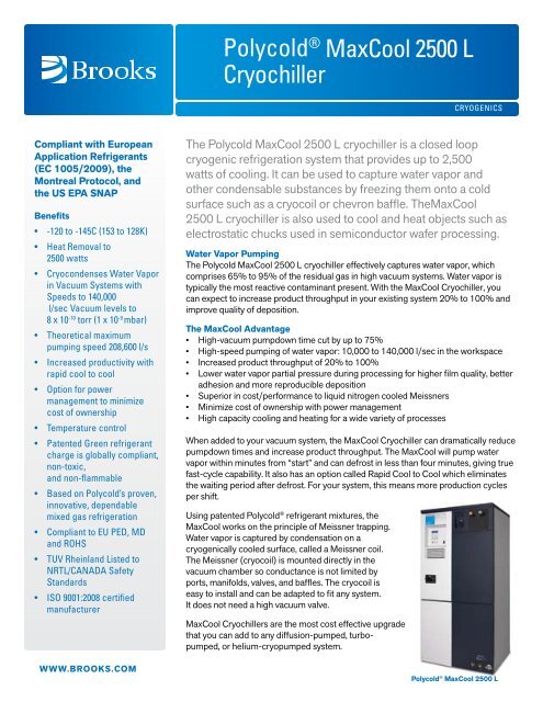 Polycold MaxCool 2500 L Cryochiller