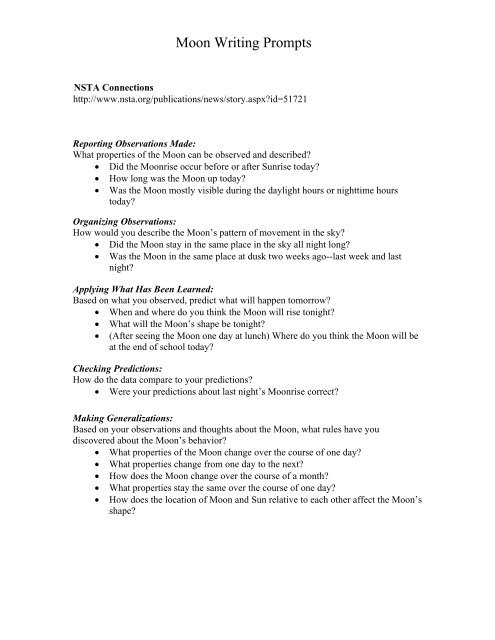 Moon Writing Prompts