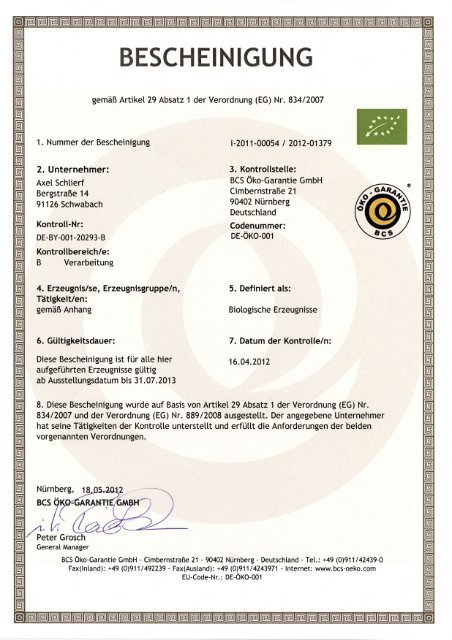 Wenn Sie unser Bio-Zertifikat als PDF-Datei