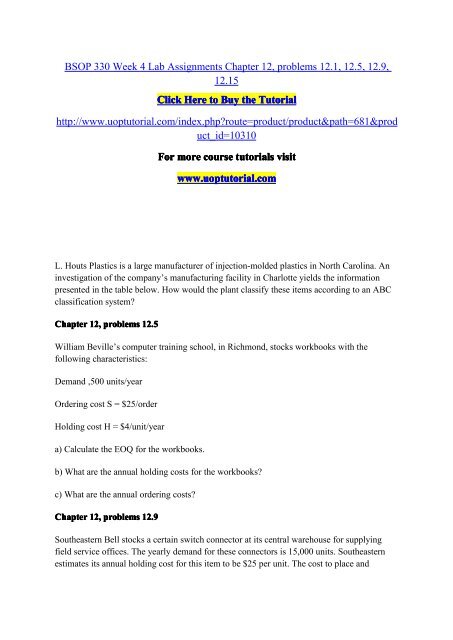 BSOP 330 Week 4 Lab Assignments Chapter 12/Uoptutorial