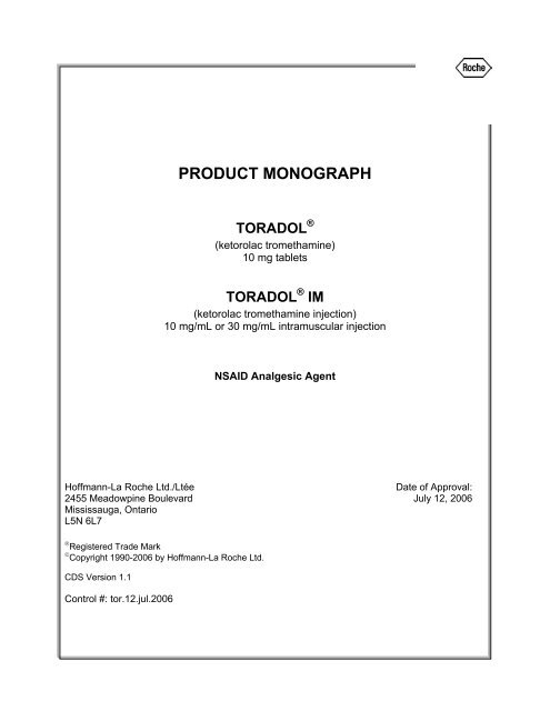 product monograph toradol - Roche