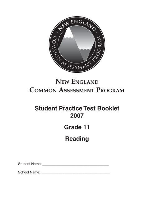 Student Practice Test Booklet 2007 Grade 11 Reading