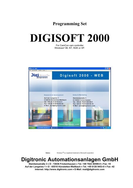 Programming Set DIGISOFT 2000 - Digitronic GmbH