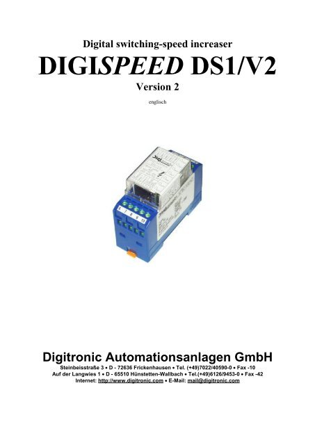 DIGISPEED DS1/V2 - Digitronic GmbH