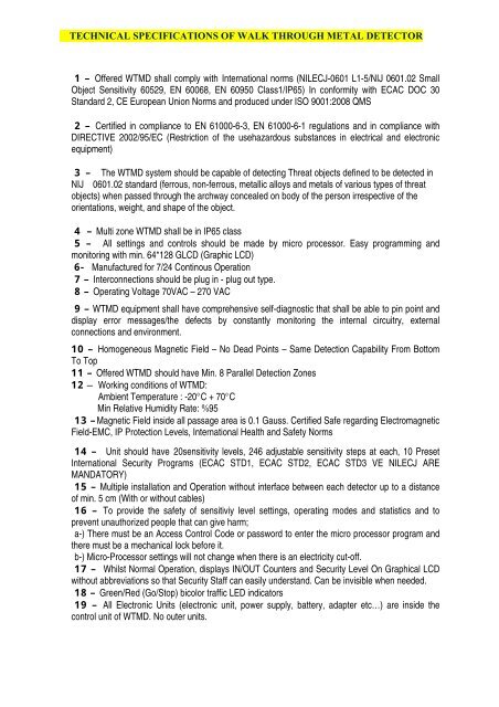 common features for all thruscan metal detecors - Elektral