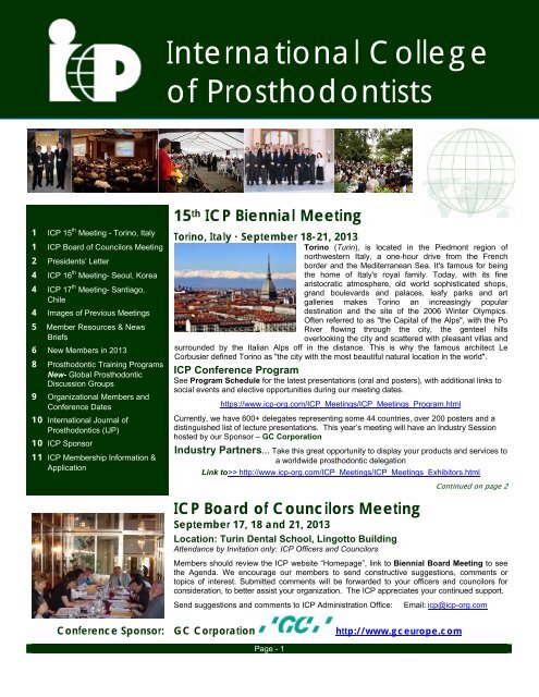 International College of Prosthodontists