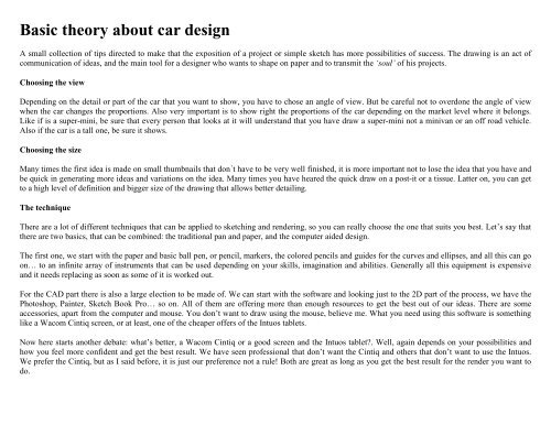 Basic theory about car design