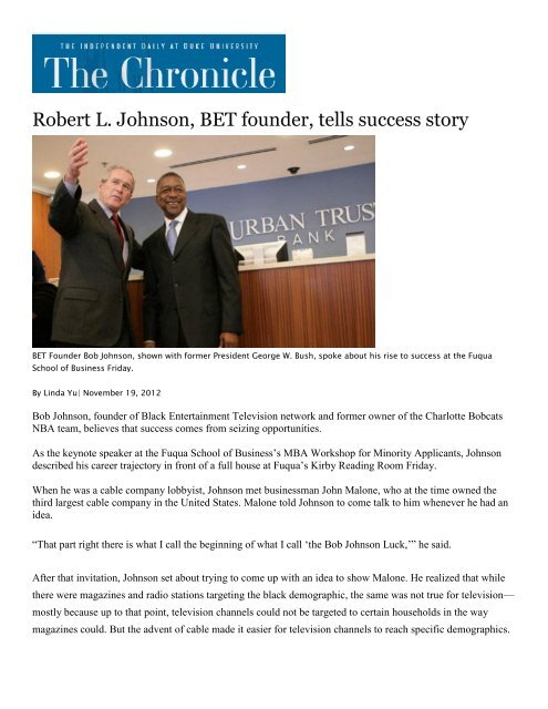 Robert L Johnson BET founder tells success story