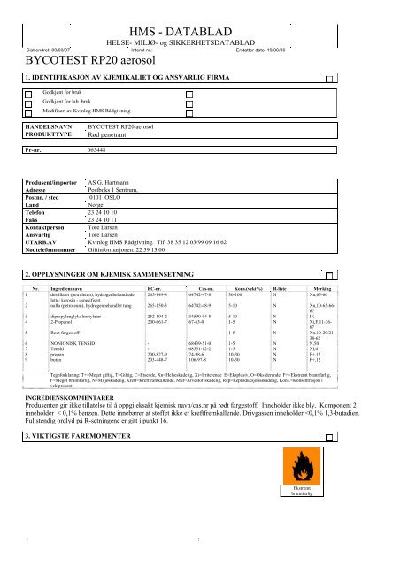 HMS - DATABLAD BYCOTEST RP20 aerosol