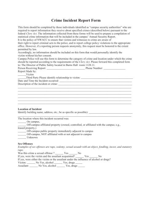 Crime Incident Report Form