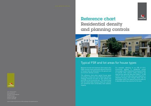 Reference chart Residential density and planning controls