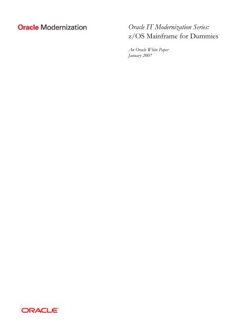 Oracle IT Modernization Series z/OS Mainframe for Dummies
