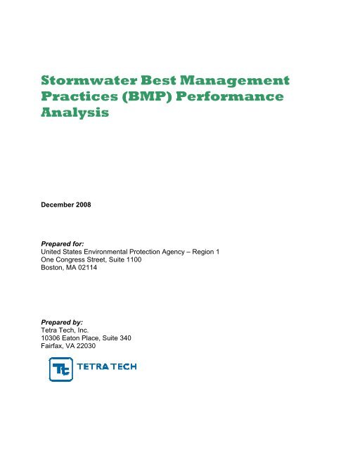 Stormwater Best Management Practices (BMP) Performance Analysis