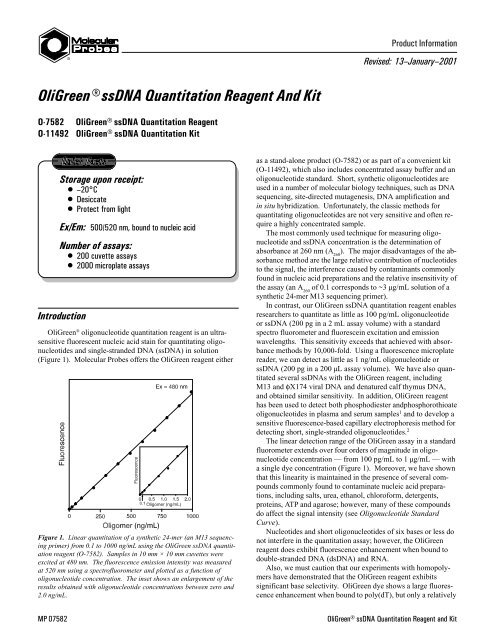 OliGreen ssDNA Quantitation Reagent And Kit