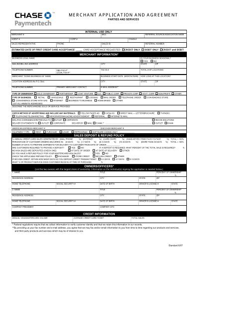MERCHANT APPLICATION AND AGREEMENT