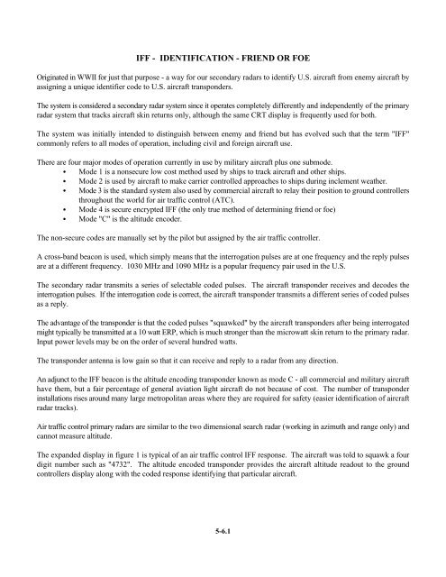 IFF - IDENTIFICATION - FRIEND OR FOE