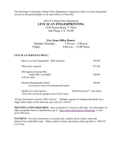 LIVE SCAN FINGERPRINTING