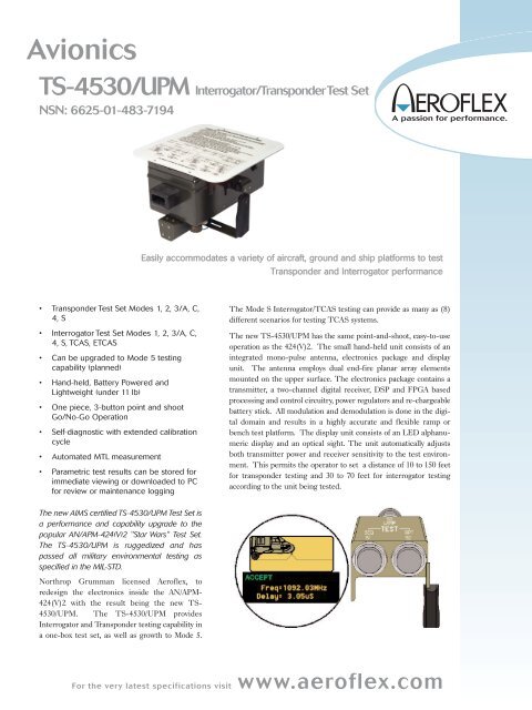 TS-4530/UPM Interrogator/Transponder Test Set Data ... - TestMart