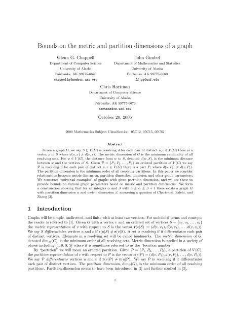 Bounds on the metric and partition dimensions of a graph