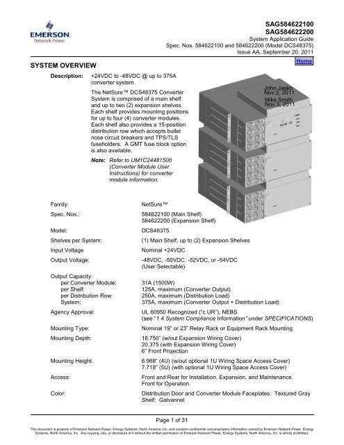 Sag584622100 - Emerson Network Power