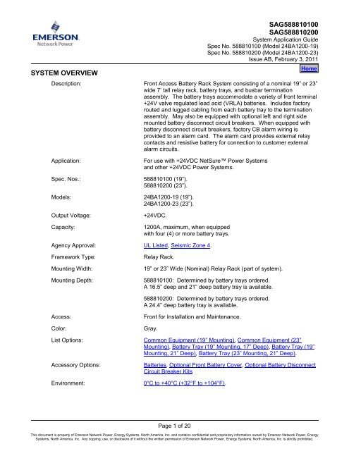 +24V System Application Guide - Emerson Network Power