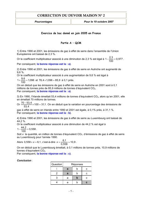 CORRECTION DU DEVOIR MAISON N° 2