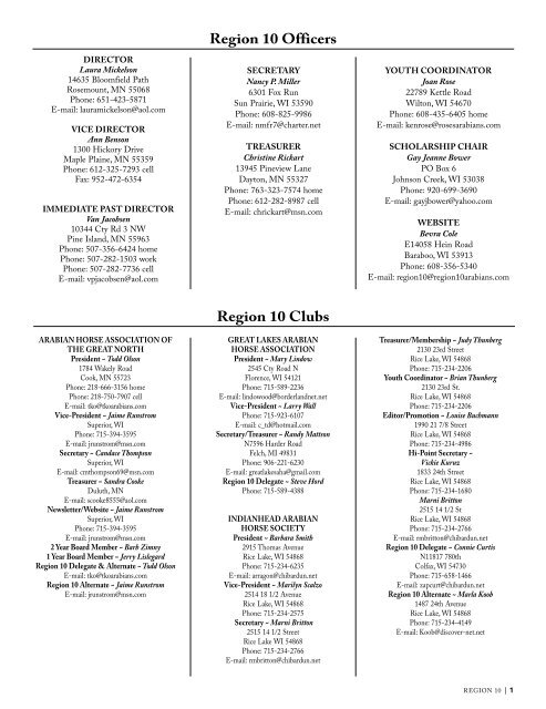 Region 10 Members - Region 10 Arabians
