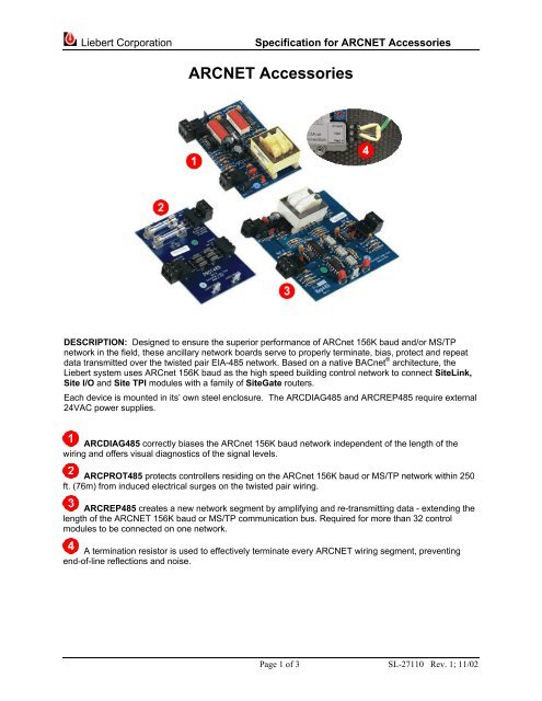 ARCnet Accessories - Emerson Network Power