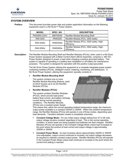 SYSTEM OVERVIEW - Emerson Network Power